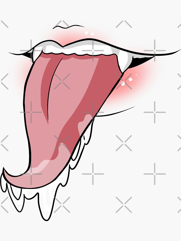 Sticker « Lewd Anime Hentai Mouth Vampire Drooling Tongue With Fangs ...