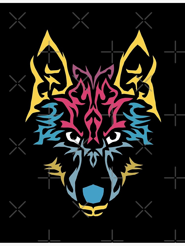 Póster «Cabeza de lobo colorido fresco | Cabeza de lobo azteca» de ...