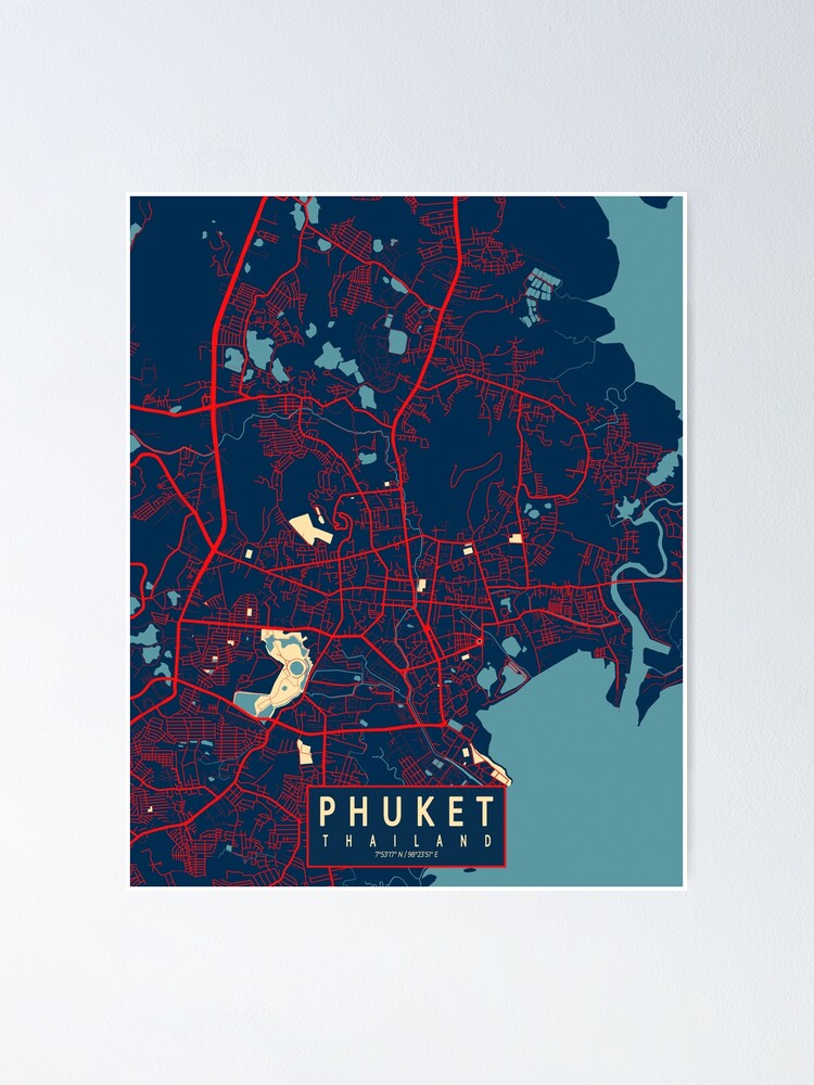 "Phuket City Map of Thailand - Hope" Poster by deMAP | Redbubble