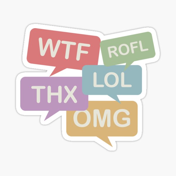 "Social Media wtf rofl lol thx omg tee" Sticker by quickkaart | Redbubble