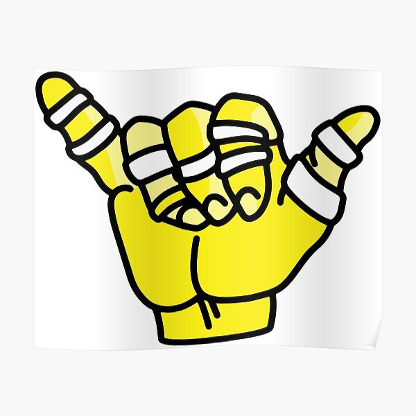"Jiu Jitsu Shaka Hand Bright Yellow" Poster for Sale by Polishthestone ...