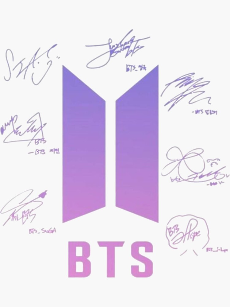 "BTS Signature Logo army?" Sticker by nizecko | Redbubble