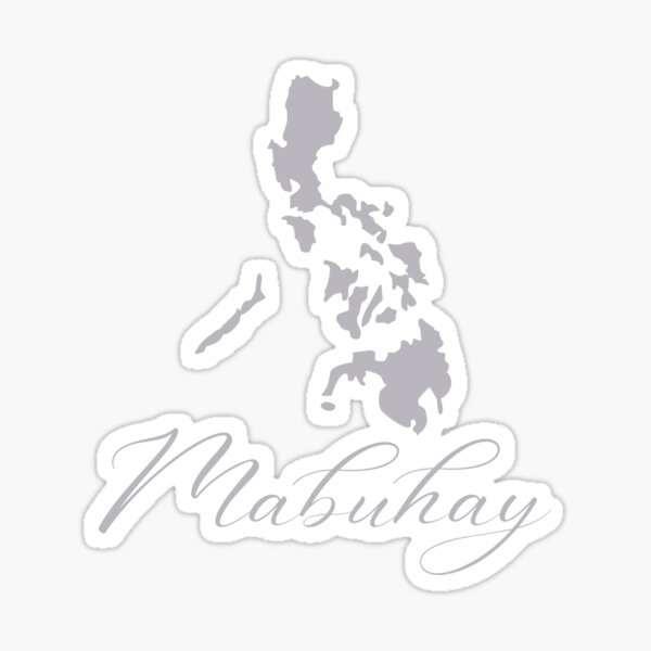 "Philippine map - Mabuhay - Gray text" Sticker by razaldo | Redbubble
