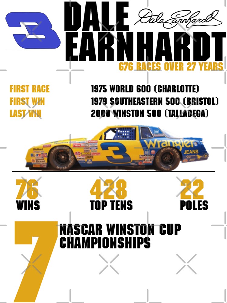 "NASCAR stats - Dale Earnhardt" Sticker by TaylorsGallery | Redbubble