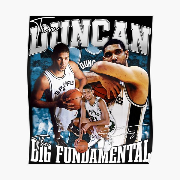 Póster «Vintage Tim Duncan La gran leyenda fundamental del baloncesto ...