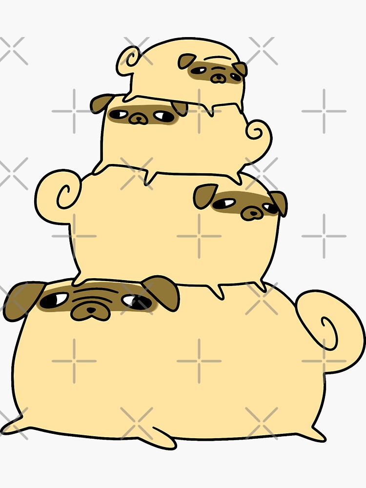"Pug Pile" Sticker by SaradaBoru | Redbubble