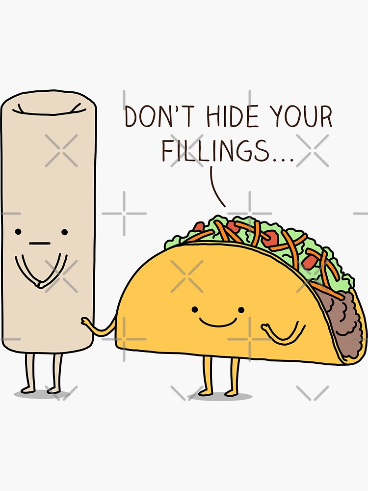 "Burrito or Taco?" Sticker by Milkyprint | Redbubble