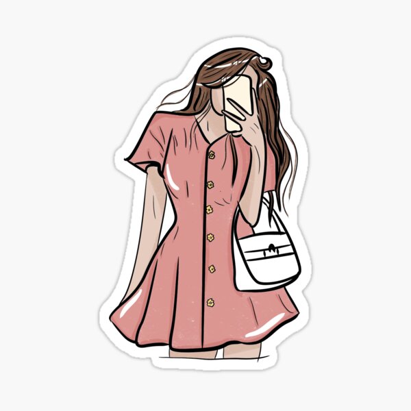 "Long hair girl " Sticker for Sale by PomPin-Drawing | Redbubble