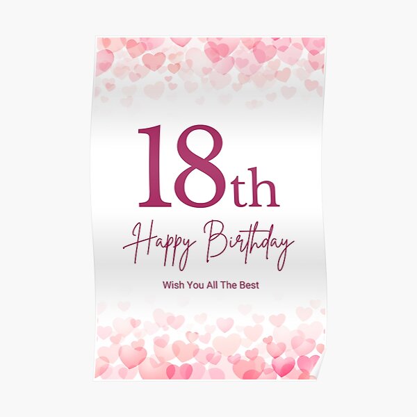 "Happy 18th Birthday - Pink Heart" Poster for Sale by JienChan26 ...