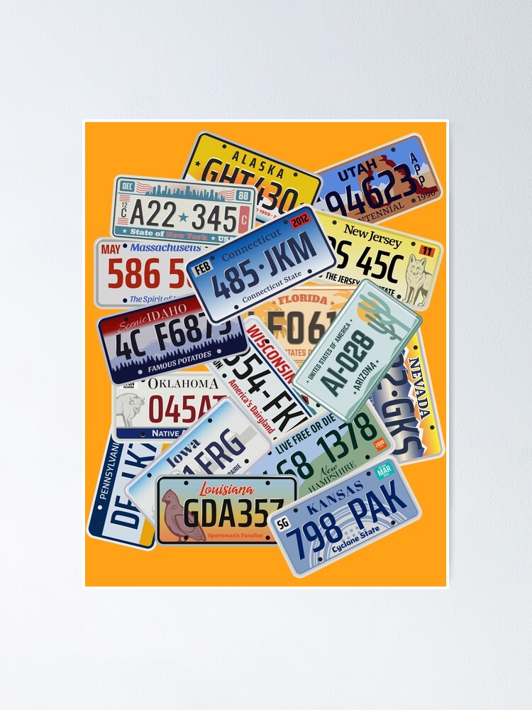 "American car plates" Poster for Sale by Q-and-K-Rebels | Redbubble