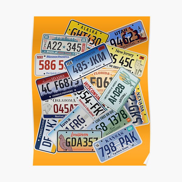 "American car plates" Poster for Sale by Q-and-K-Rebels | Redbubble