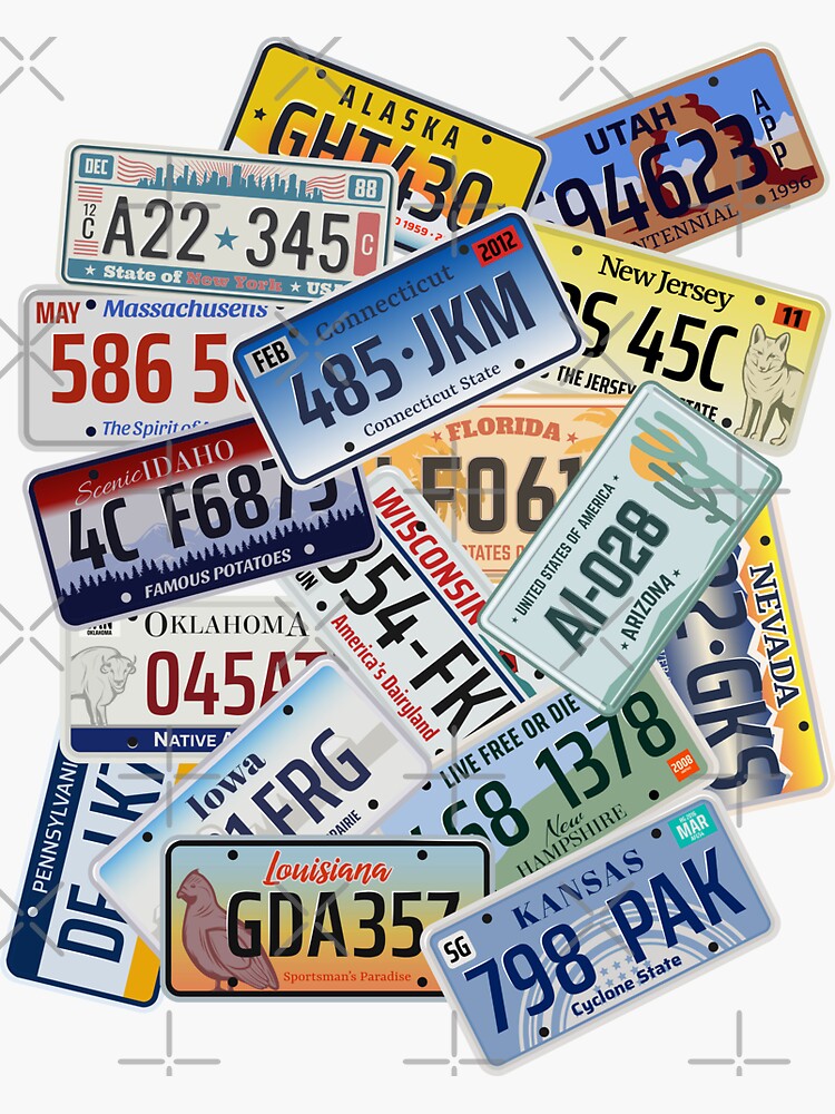 "American car plates" Sticker by Q-and-K-Rebels | Redbubble