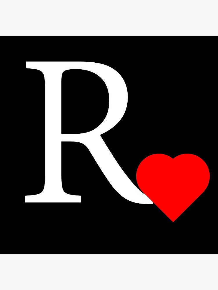 Póster «Letra R blanca con un corazón rojo | Letra inicial R» de ...