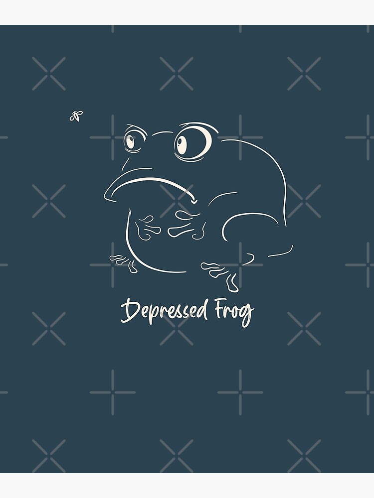 "Depressed frog hand drawn line design white " Poster for Sale by ...