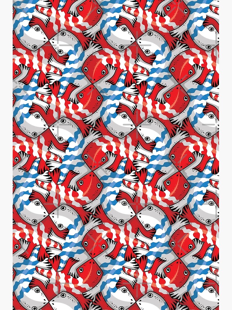 "Red and White Lizards Tessellation Pattern" Poster for Sale by ...