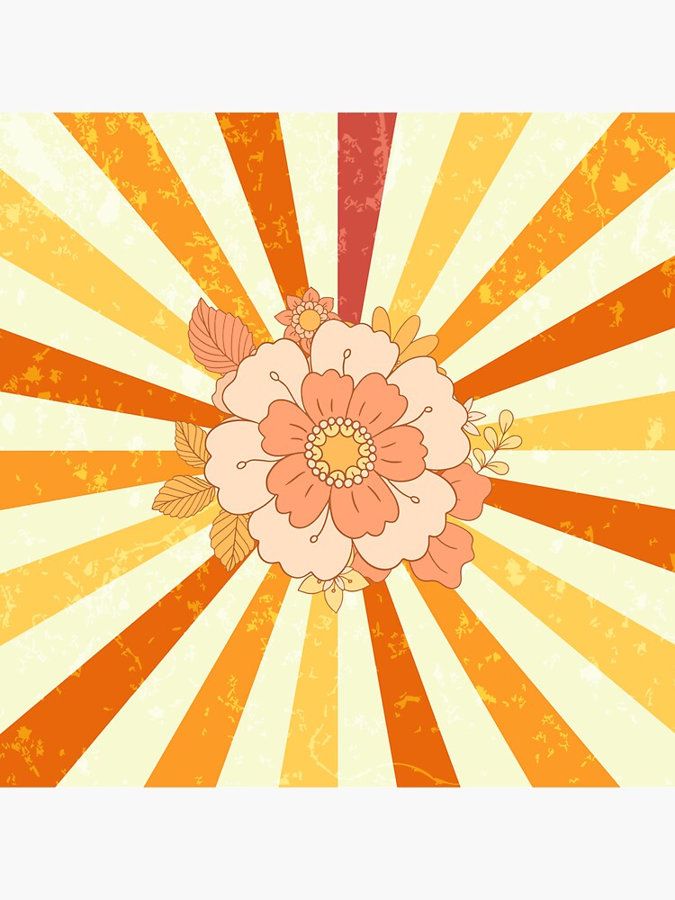 "Groovy Retro Flower Sunshine Grunge 70s 60s" Sticker for Sale by ...