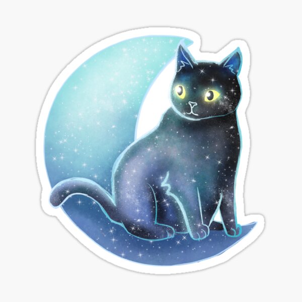 "Celestial Moon Cat" Sticker for Sale by robotnixie | Redbubble