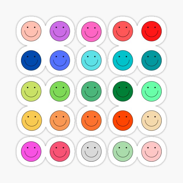 "colored happy face Sticker Pack" Sticker by stickers-packs | Redbubble