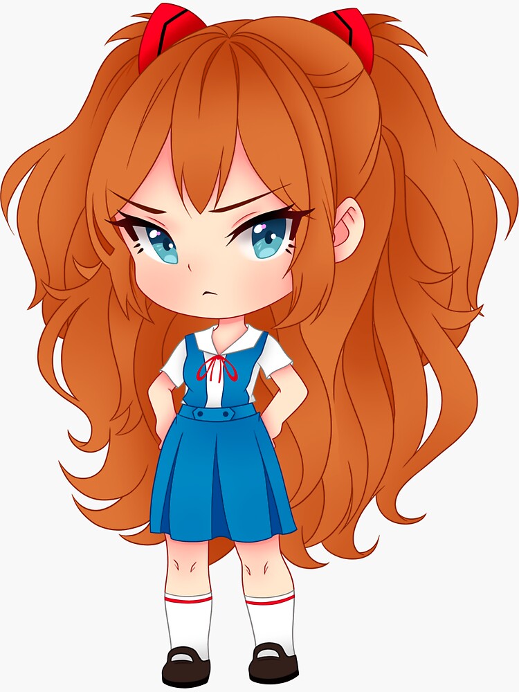 " Asuka Langley Chibi, Evangelion" Sticker by IlustralulyShop | Redbubble