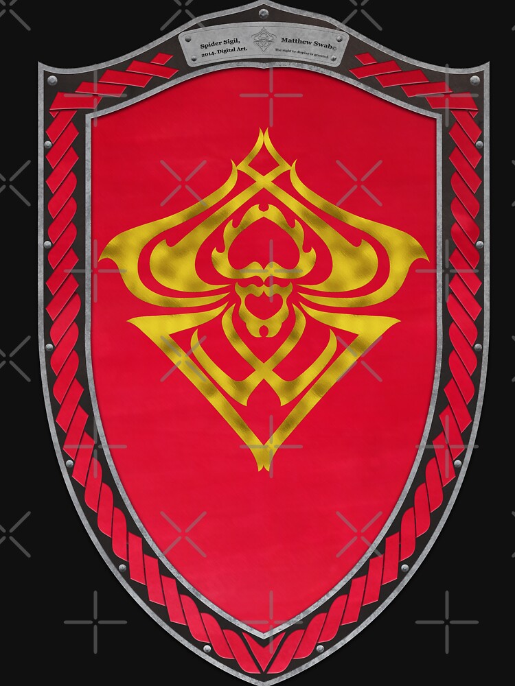 "Spider Sigil Gold (Shield Red Celtic Rope moonsilver rims Red Core)" T ...