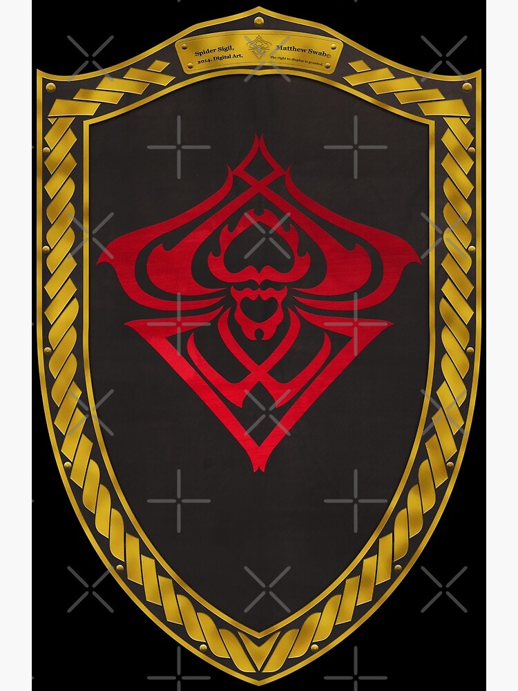"Spider Sigil Red (Shield Gold Celtic Rope Gold rims Black Core ...