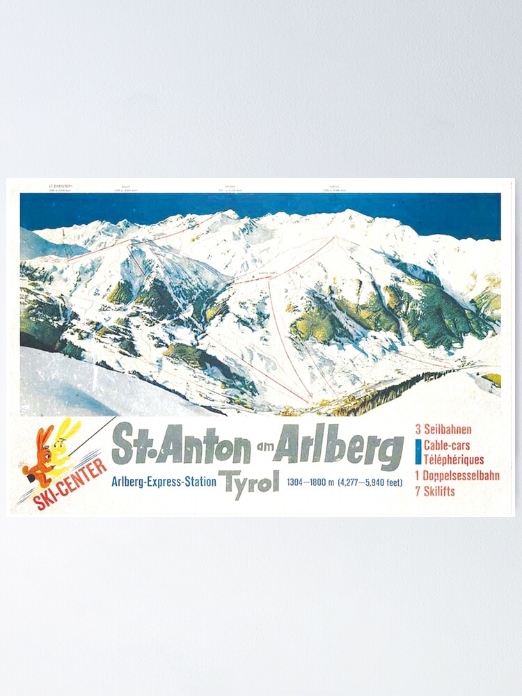 "Vintage St. Anton Ski Map" Poster for Sale by Annreck Wallen | Redbubble