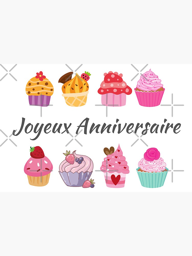 "French Happy Birthday Card with Cupcakes - Joyeux Anniversaire ...