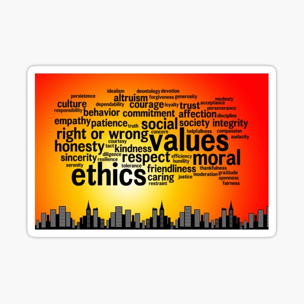 "ethics moral values right wrong" Sticker for Sale by orvalrochefort ...