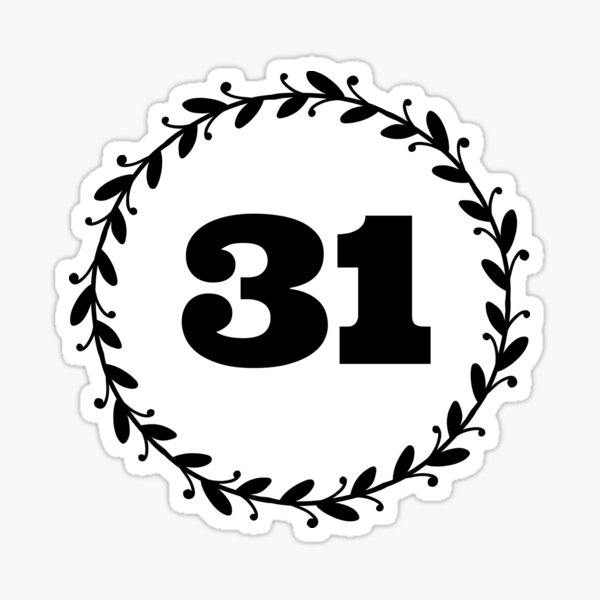 "Number 31" Sticker for Sale by Fineshopify | Redbubble