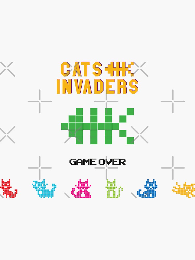 "Cats Invaders - Game over screen" Sticker for Sale by luciacoronaart | Redbubble
