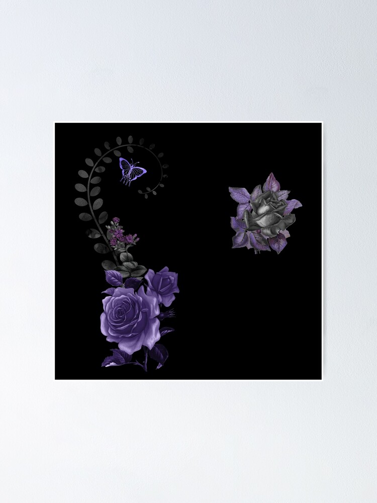 "Delicate Purple Goth Roses with a Butterfly Design" Poster for Sale by ...