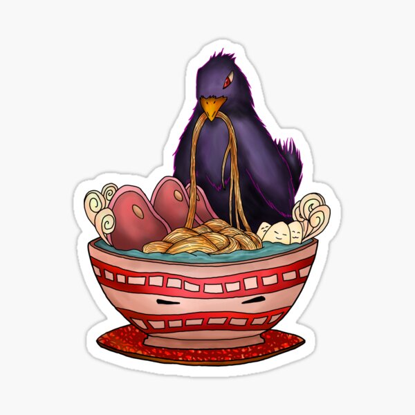 "Raven eats ramen" Sticker by PetterPixels | Redbubble