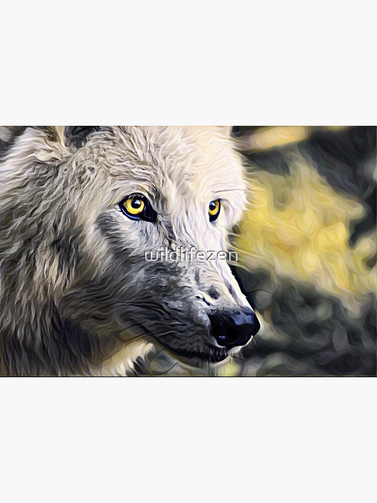 "White Gold Wolf" Sticker by wildlifezen | Redbubble