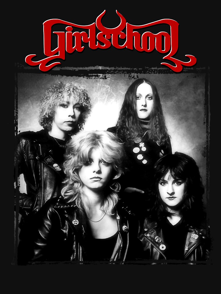 "Girlschool" T-shirt for Sale by walkrosa123 | Redbubble | british t ...
