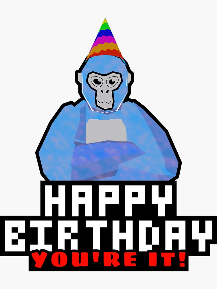 "Blue Gorilla Tag Birthday Monkey - You're It" Sticker for Sale by ...