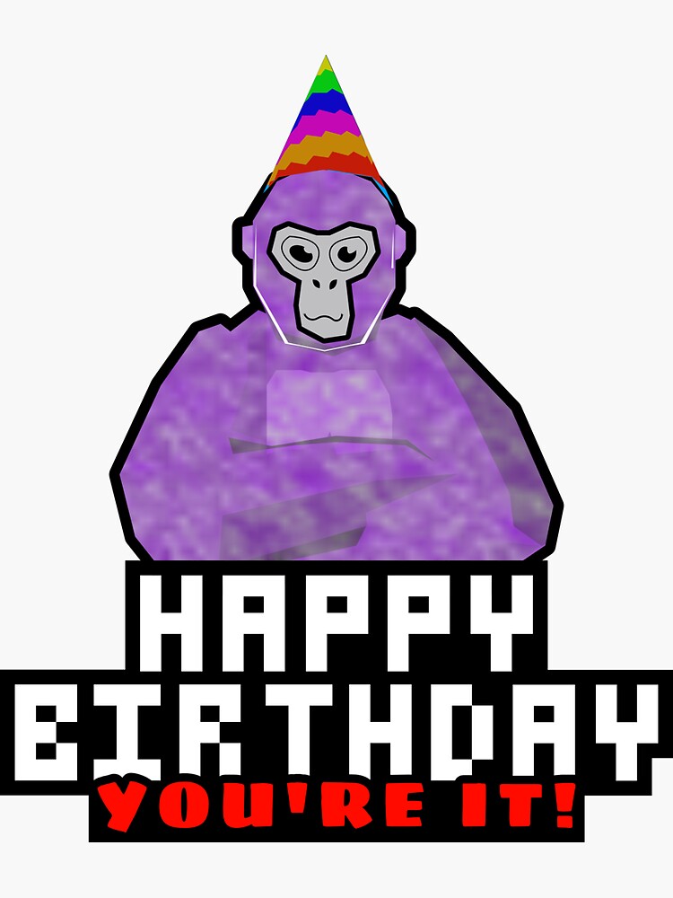 "Purple Gorilla Tag Birthday Monkey - You're It" Sticker for Sale by ...