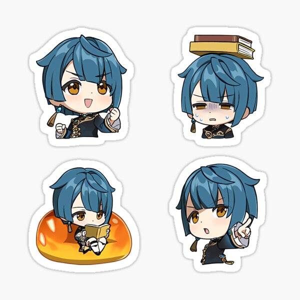 "Xingqiu Genshin Impact Chibi Stickers Set" Sticker by dudu-inpajamas ...
