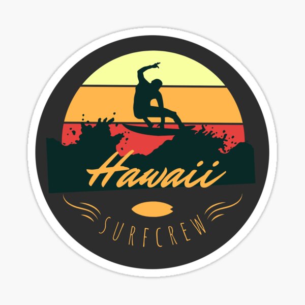 "Surf Crew Vintage Hawaii Surfing" Sticker for Sale by CattlettArt ...