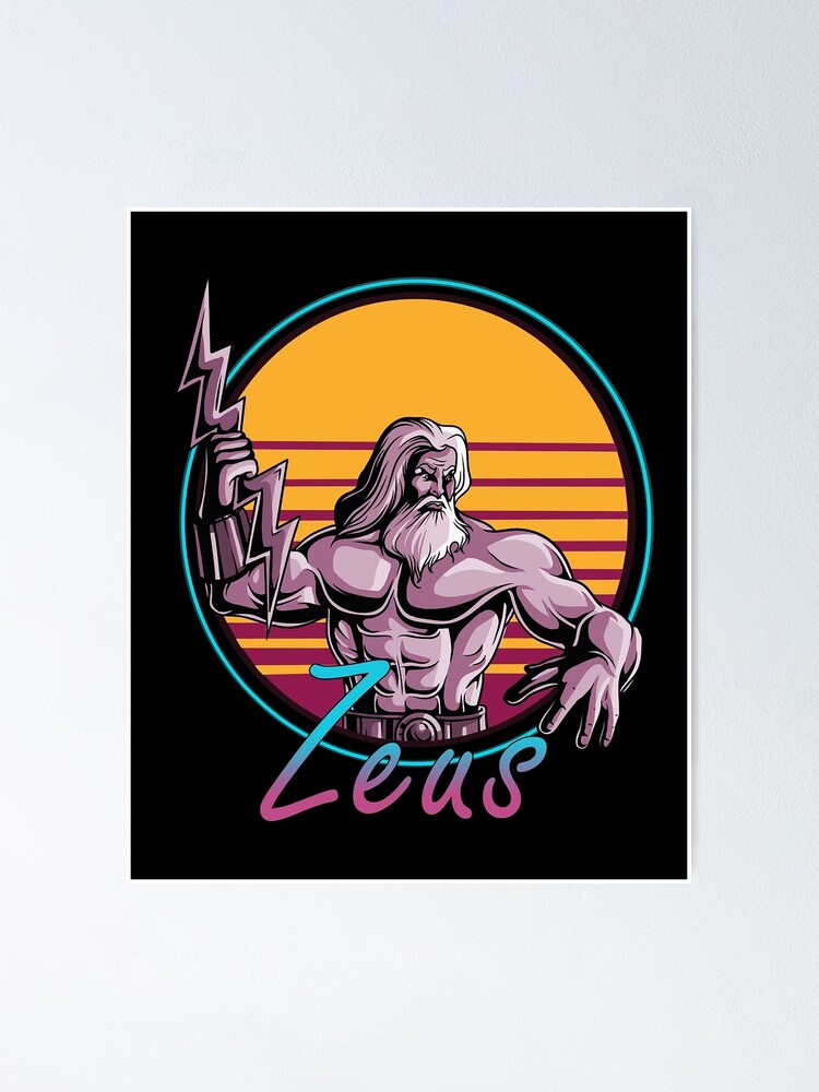 Póster «Regalo retro de la mitología griega Zeus Retrowave de los años ...