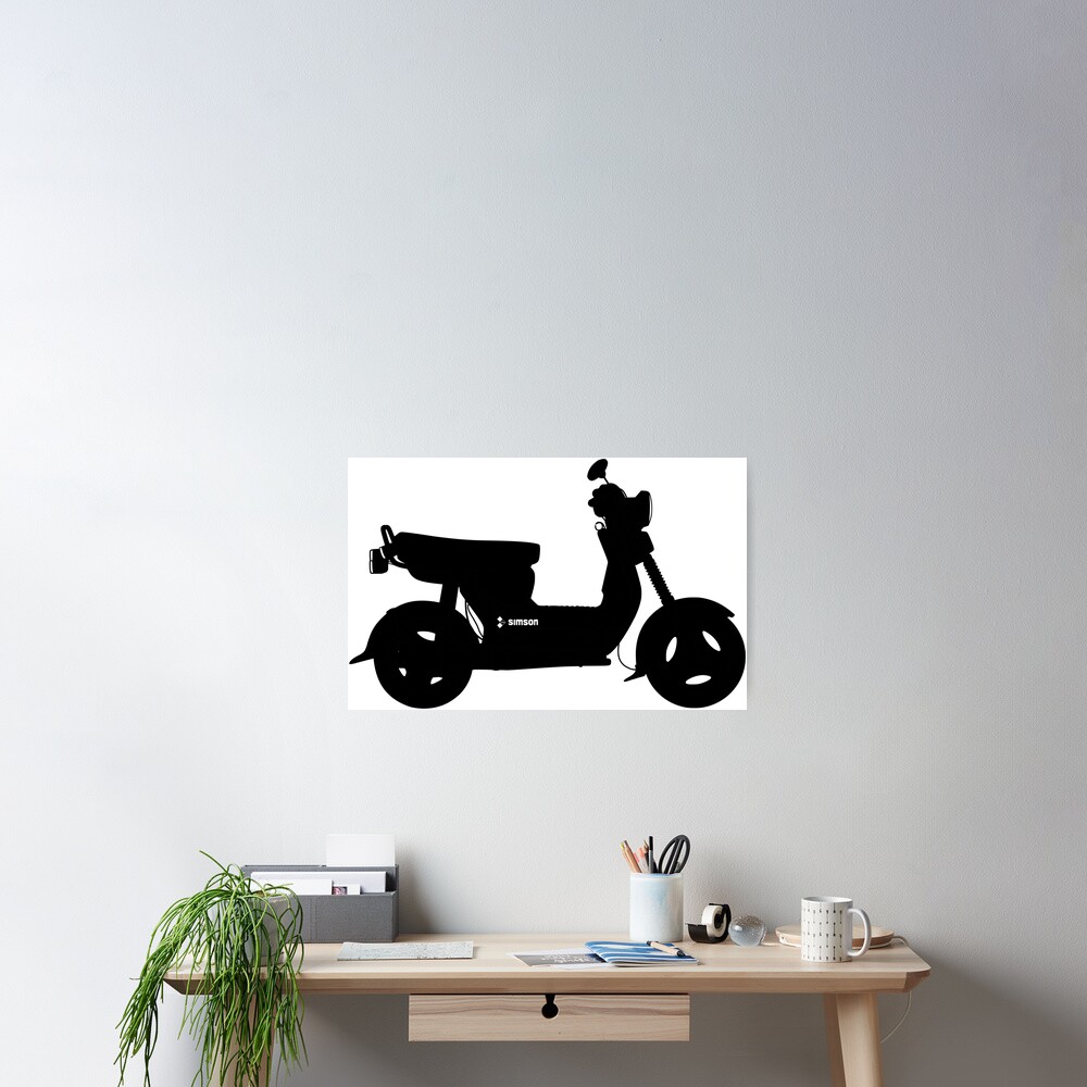 Póster «Simson SR50 scooter silueta negra mejor diseño de camiseta» de ...