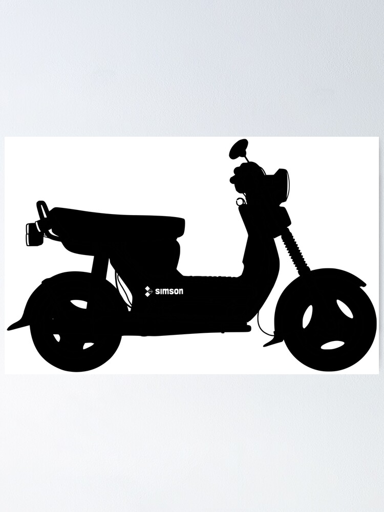 Póster «Simson SR50 scooter silueta negra mejor diseño de camiseta» de ...