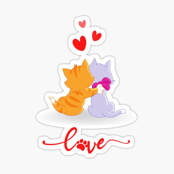"Cats Love" Sticker for Sale by Cute-Store-HQ | Redbubble