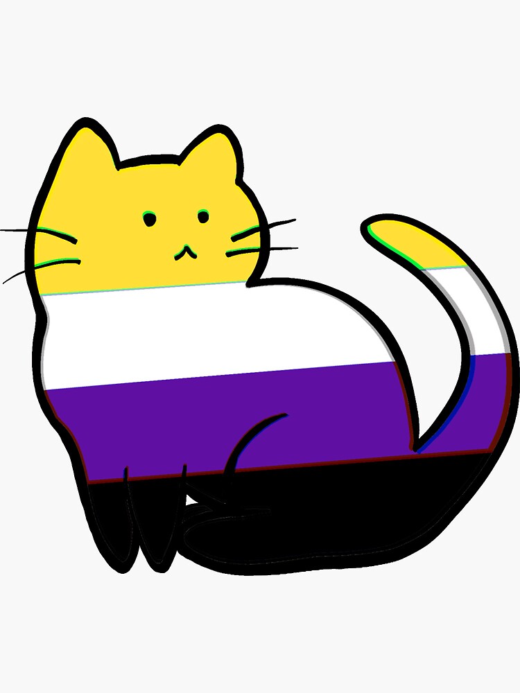 "Cute pride cat design - lgbtq+ non binary flag queer kitty no.5 ...
