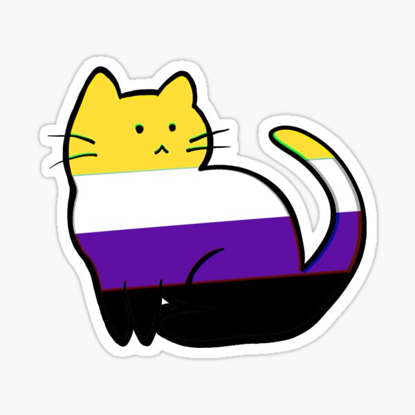 "Cute pride cat design - lgbtq+ non binary flag queer kitty no.5" Sticker by Balsamista-art ...