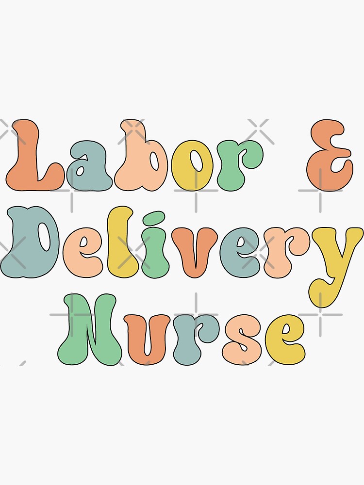 Pegatina «Enfermera de parto y parto Tipografía retro Groovy ...