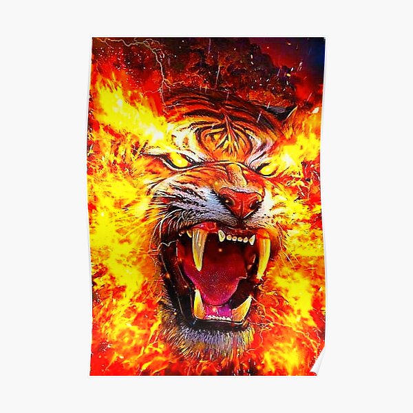 "Fierce Fire Tiger" Poster for Sale by MorningFive | Redbubble
