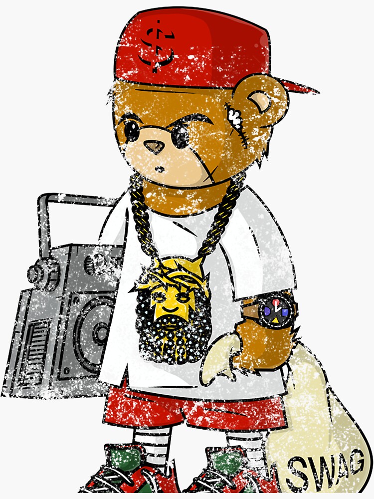 "Teddy Bear Rap Hip Hop Lover Clothing Men Hipster Dope Gift" Sticker ...