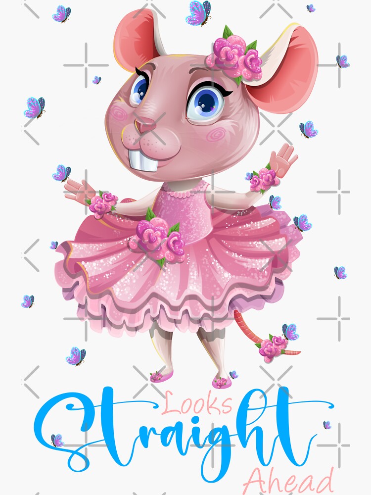 "Looks Straight AheadCute Pink Ballet Mouse Dancer With Flower Costume ...