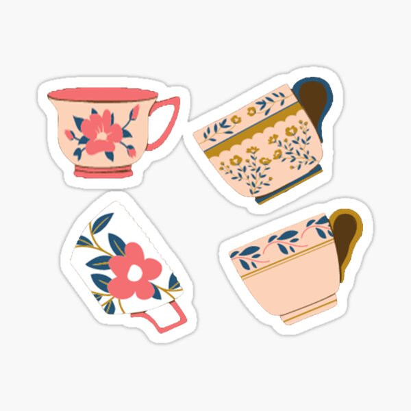 "tea cups" Sticker by quirkyart123 | Redbubble