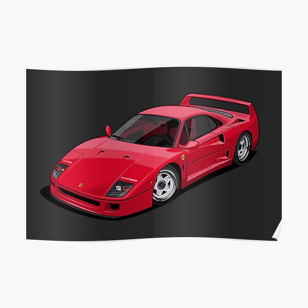 "Ferrari F40 RED (Italian Sports car) 1990" Poster for Sale by ...